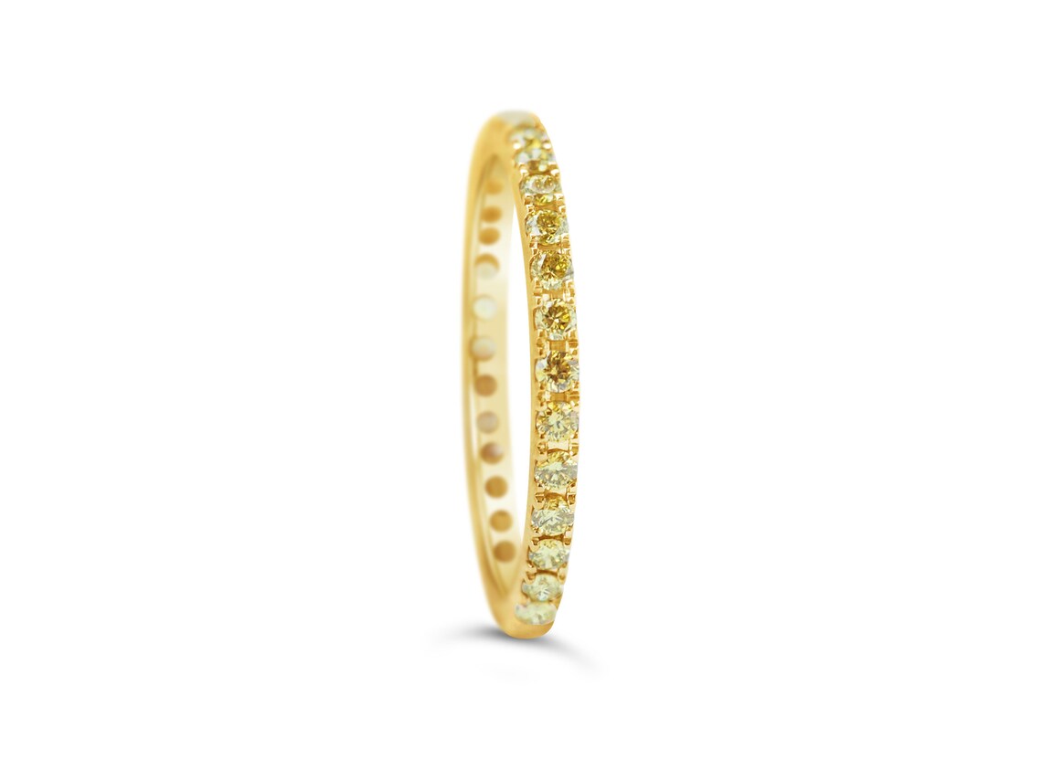 Yellow Diamond Eternity Ring 18k 14k Gold or Platinum 1.6mm . - Etsy