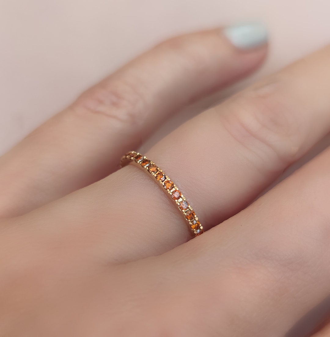 Russet Diamond Eternity Ring 18k 14k Gold or Platinum 1.6mm . Reddish ...