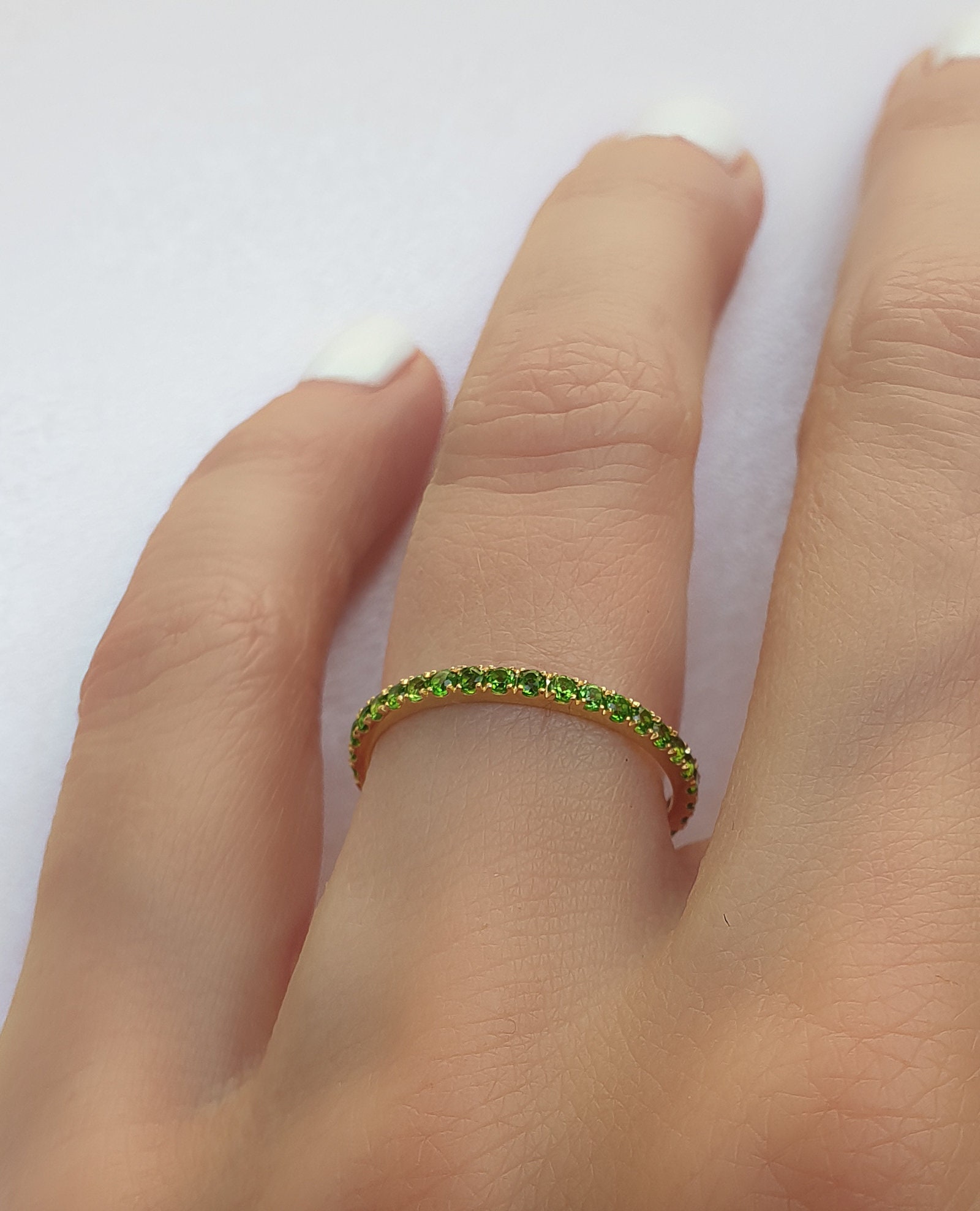 Chrome Diopside Ring . Chrome Diopside Eternity Band . Green | Etsy
