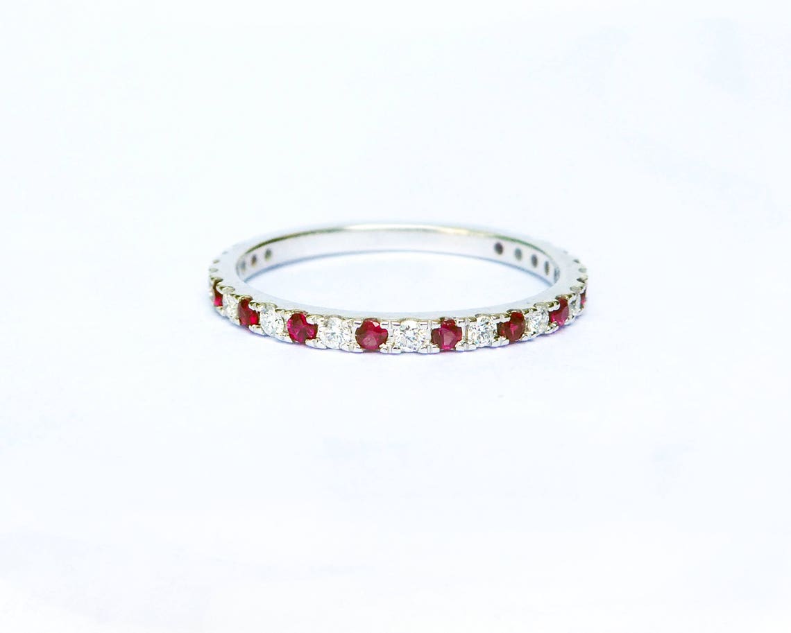 Diamond and Ruby Eternity Ring . 18k 14k Gold . Half Full - Etsy