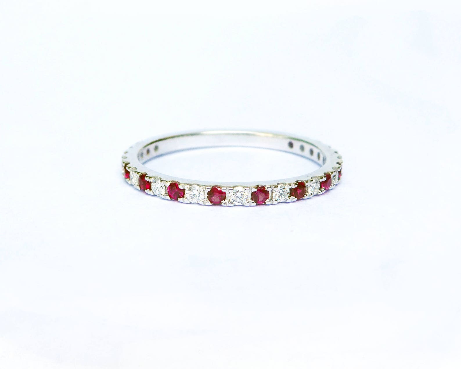Diamond and Ruby Eternity Ring . 18k 14k Gold . Half Full - Etsy