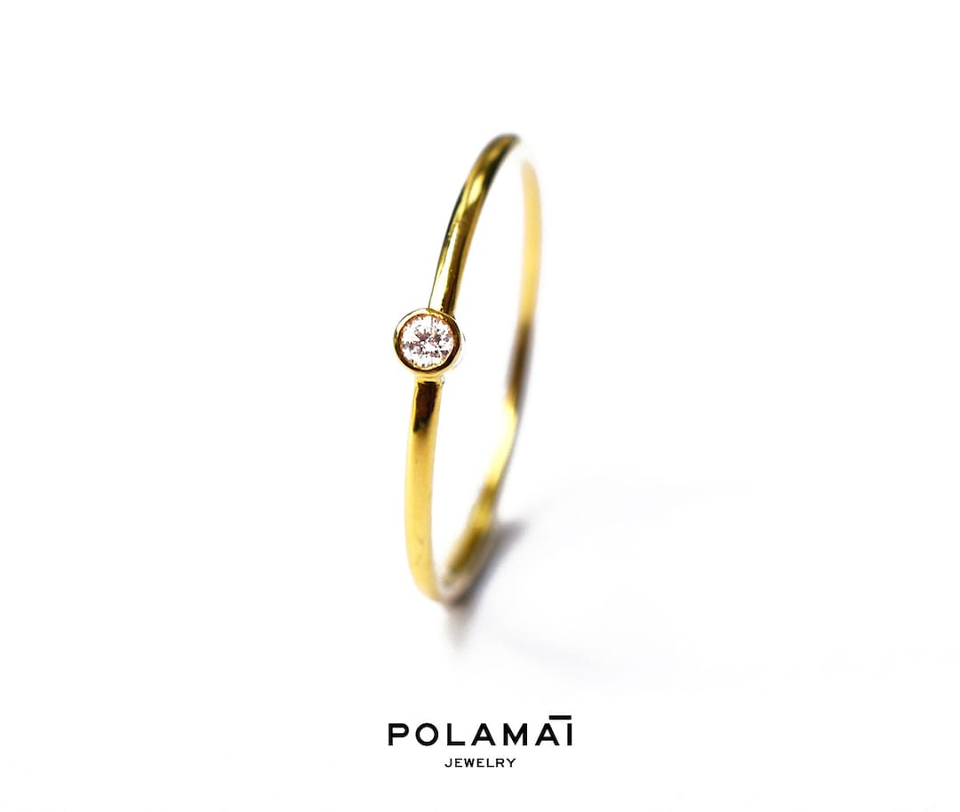 Baby Diamond Ring 14k 18k 0.03 to 0.07 Diamond Stacking Ring . Tiny ...