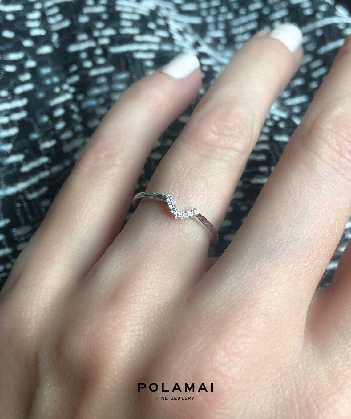 Diamond Nesting Ring . V Shape Chevron Wedding Band. 14k 18k - Etsy