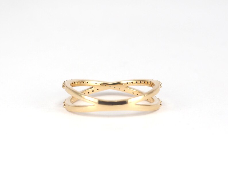 Diamond Crossover Ring . Crossover Eternity Ring . Double | Etsy