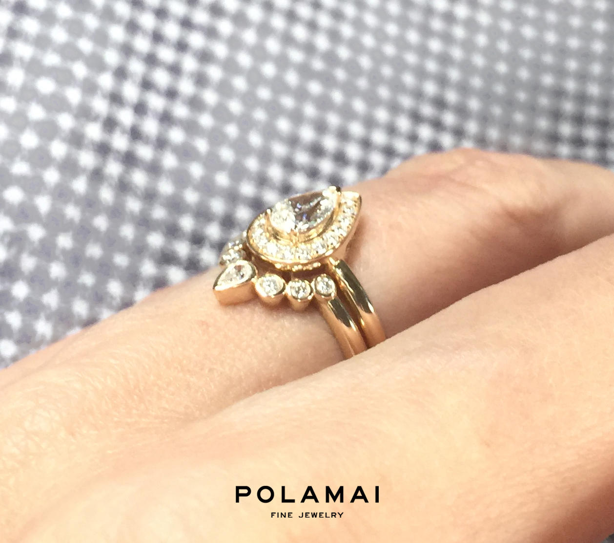 Pear Diamond Engagement Ring Set . Pear Cut Diamond Ring Halo - Etsy