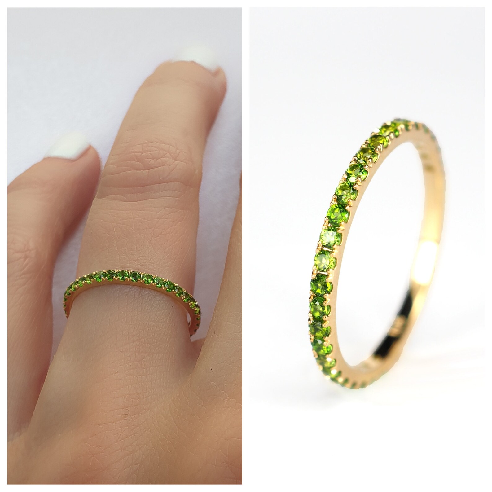 Chrome Diopside Ring . Chrome Diopside Eternity Band . Green - Etsy