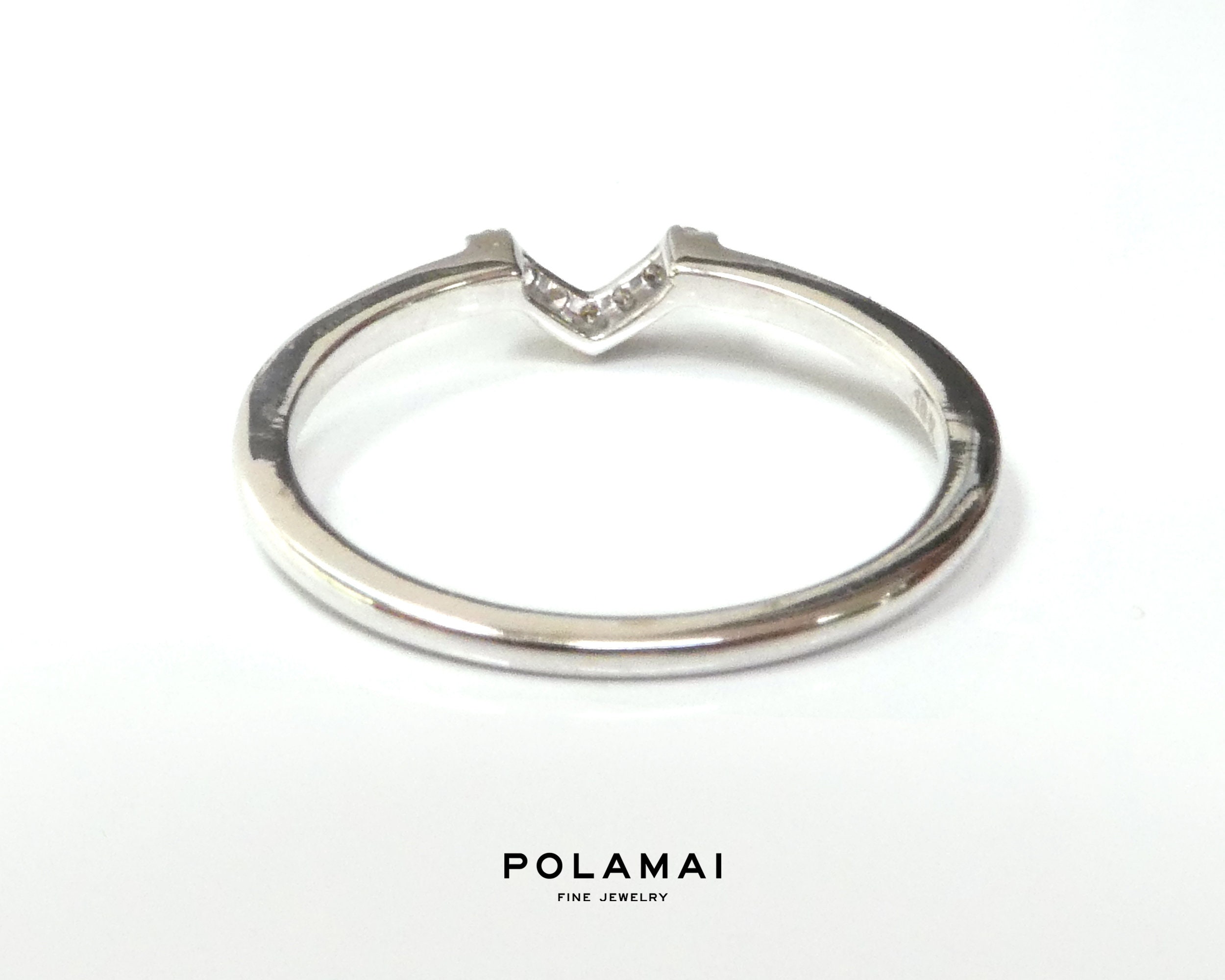 Diamond Nesting Ring . V Shape Chevron Wedding Band. 14k 18k - Etsy