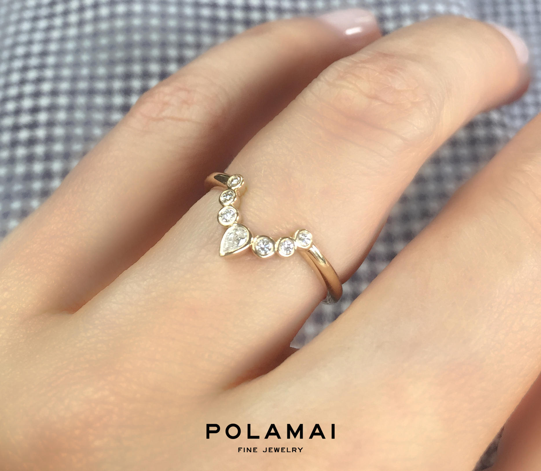 Diamond Nesting Wedding Band . Matching Wedding Ring. Pear and | Etsy