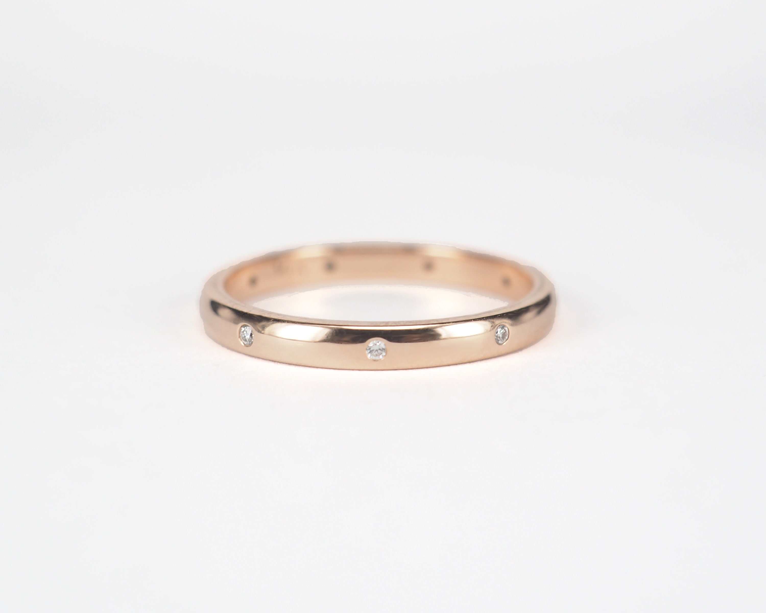 Diamond Wedding Band 2.2mm . Diamond Stacking Ring . Polka Dot - Etsy