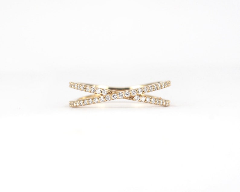 Diamond Crossover Ring . Crossover Eternity Ring . Double | Etsy