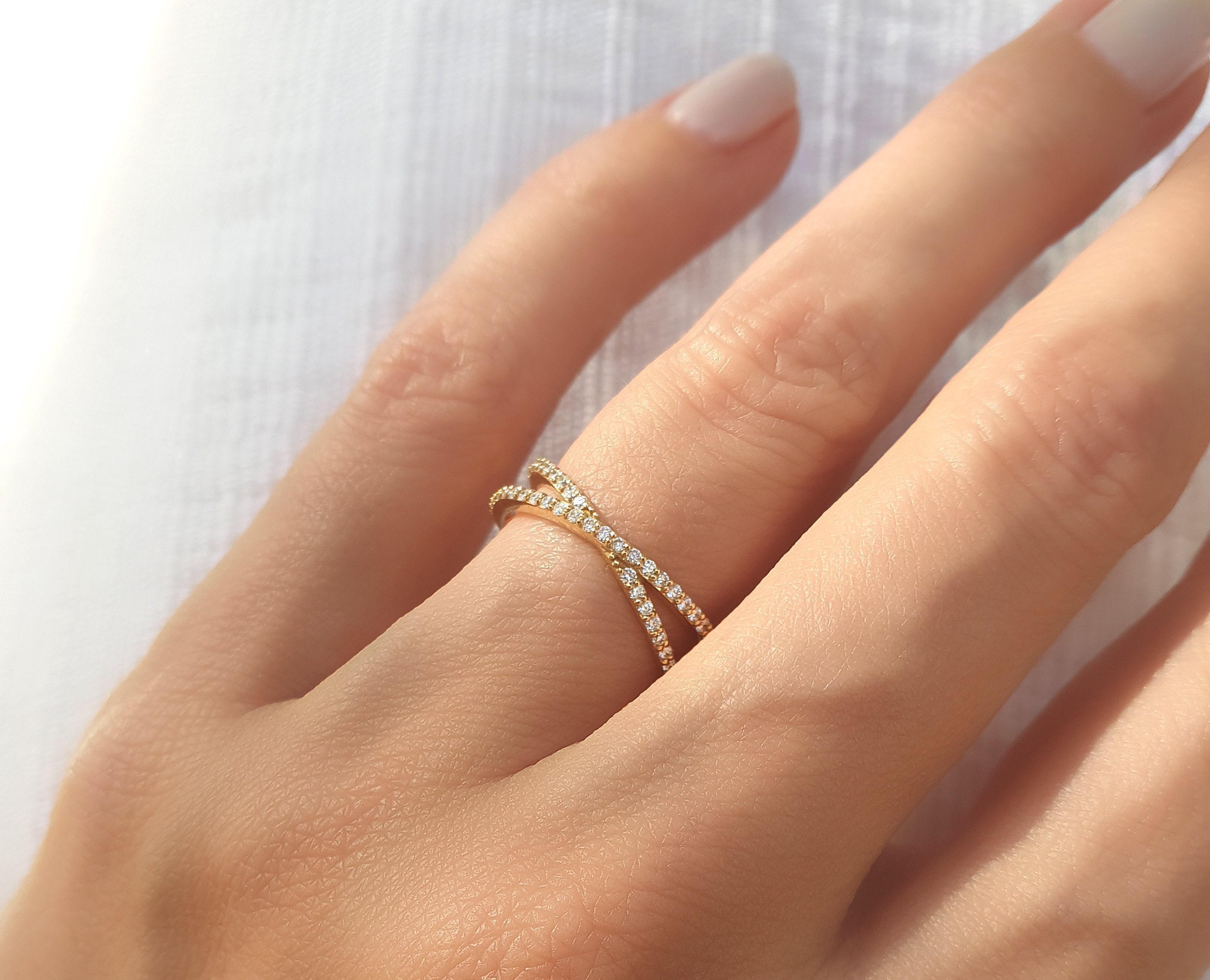 Diamond Crossover Ring . Crossover Eternity Ring . Double Eternity Ring ...