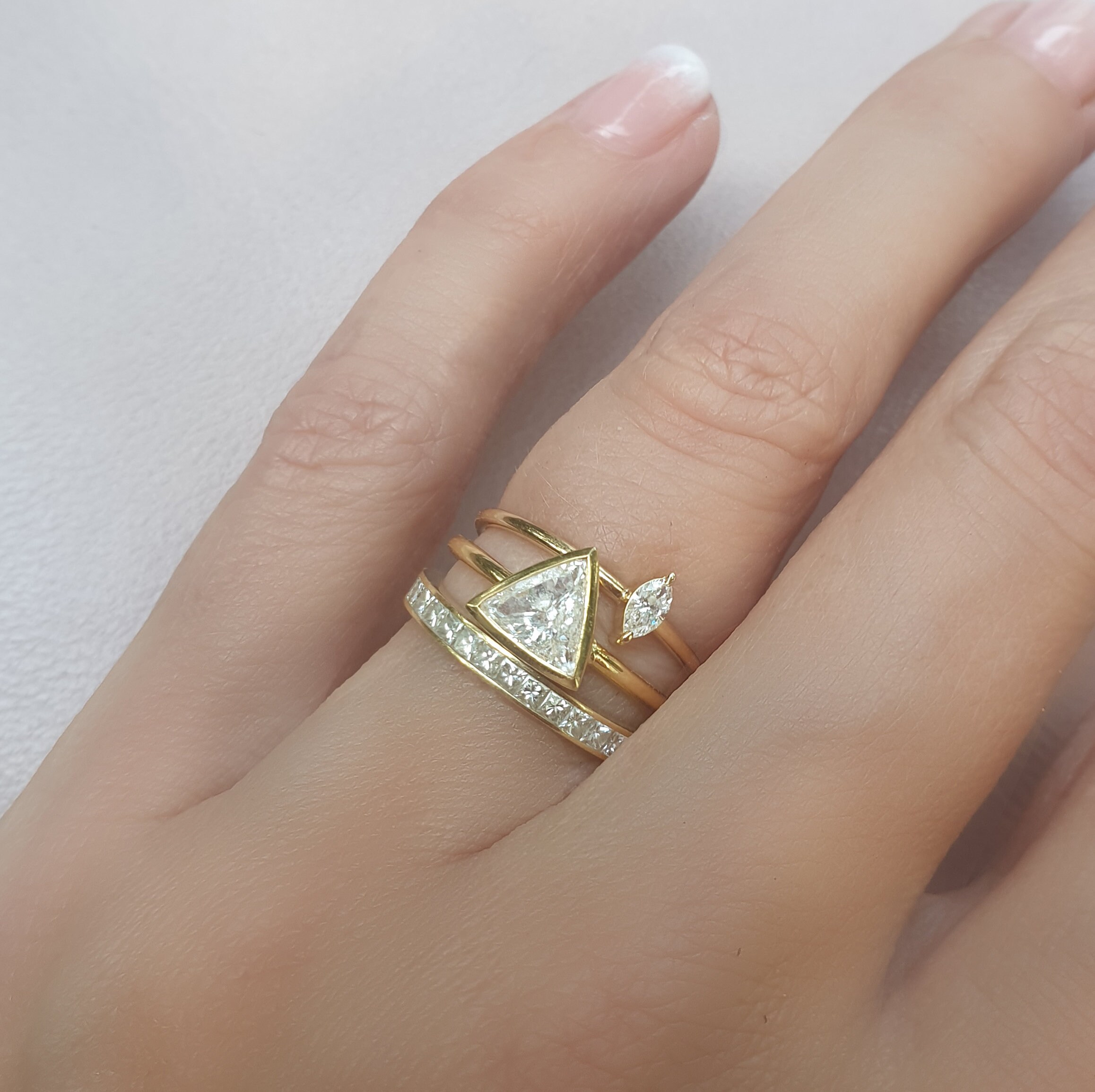 Diamond Trillion Ring 18k 14k Gold. Diamond Triangle Ring. G | Etsy