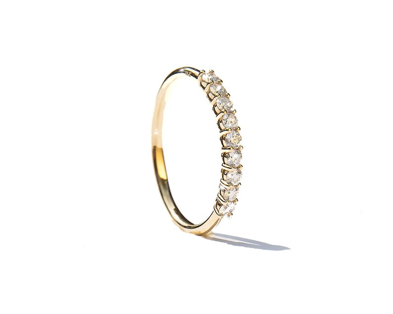 9 Diamond Shared Prong Ring 0.27ctw 18k 14k . Diamond Wedding | Etsy