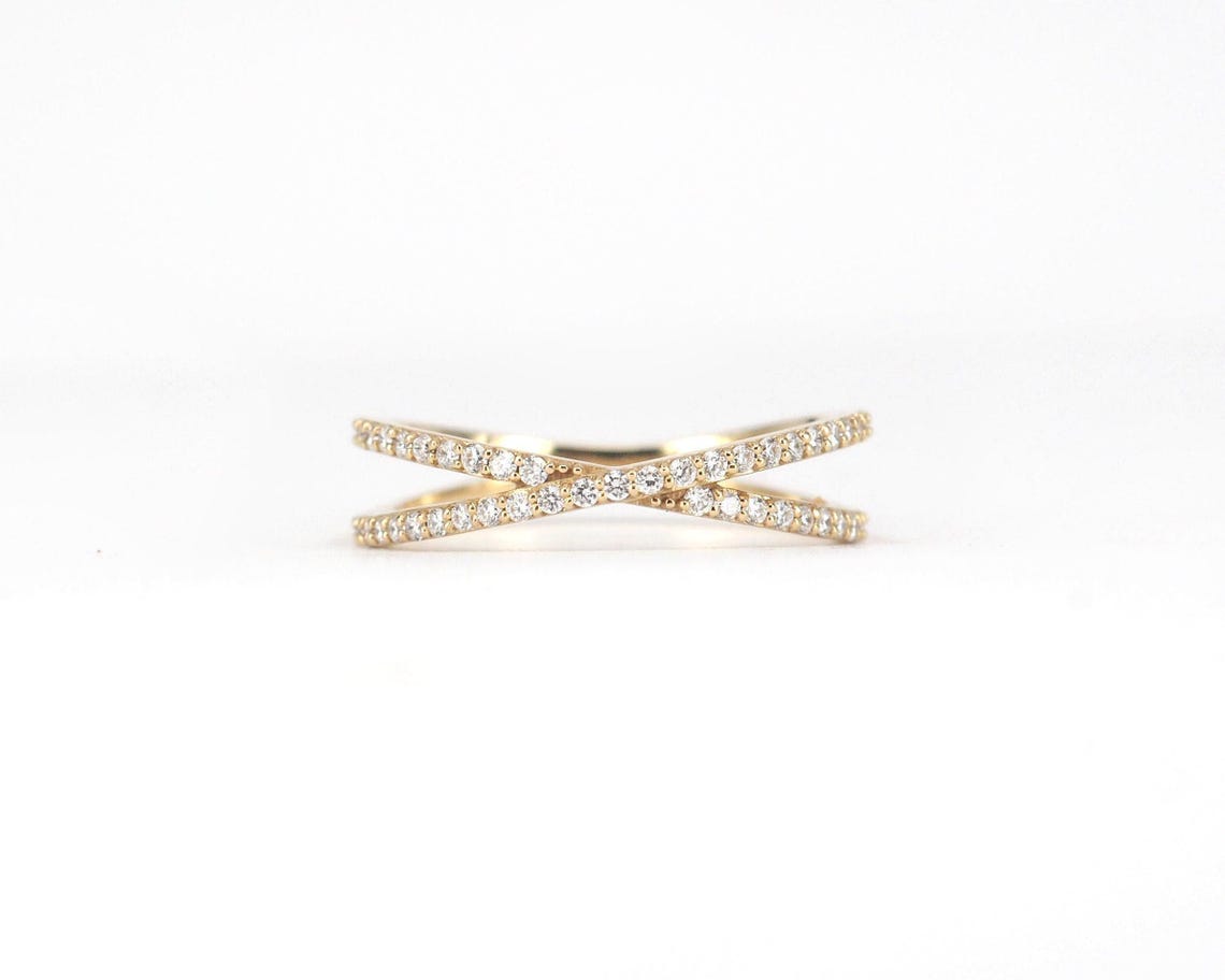Diamond Crossover Ring . Crossover Eternity Ring . Double Eternity Ring ...