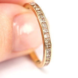 Champagne Princess Cut Diamond Eternity Ring 2.4mm 18k 14k. Wedding ...