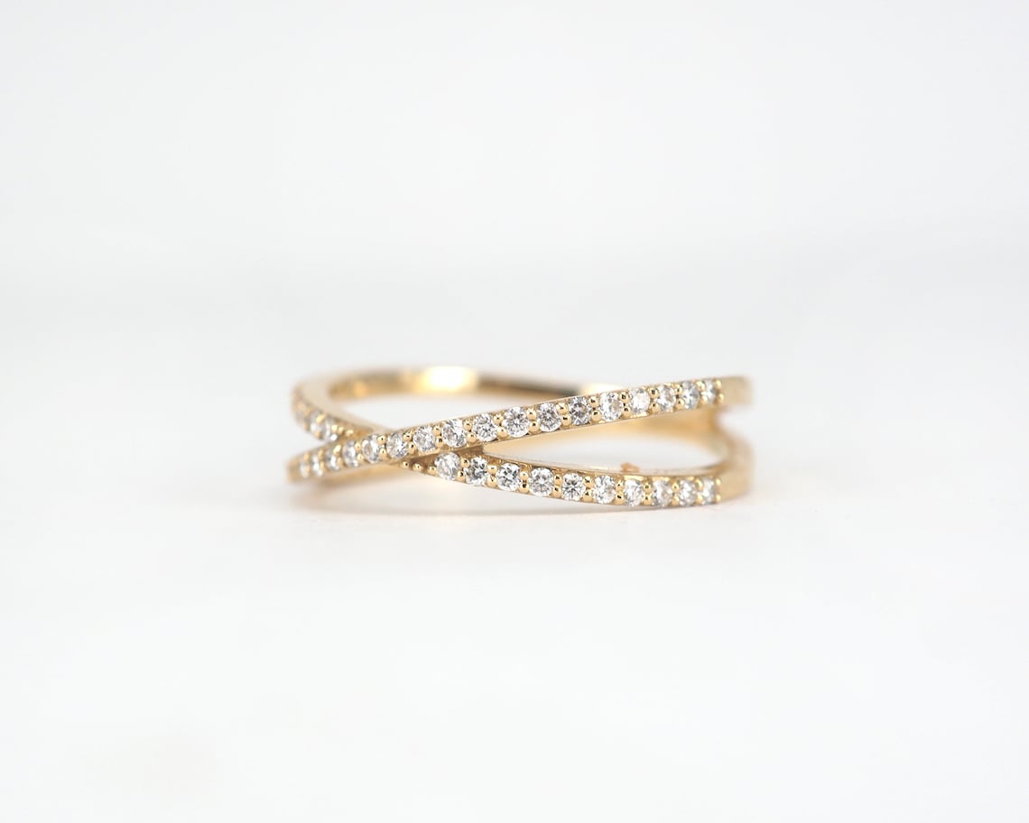 Diamond Crossover Ring . Crossover Eternity Ring . Double | Etsy
