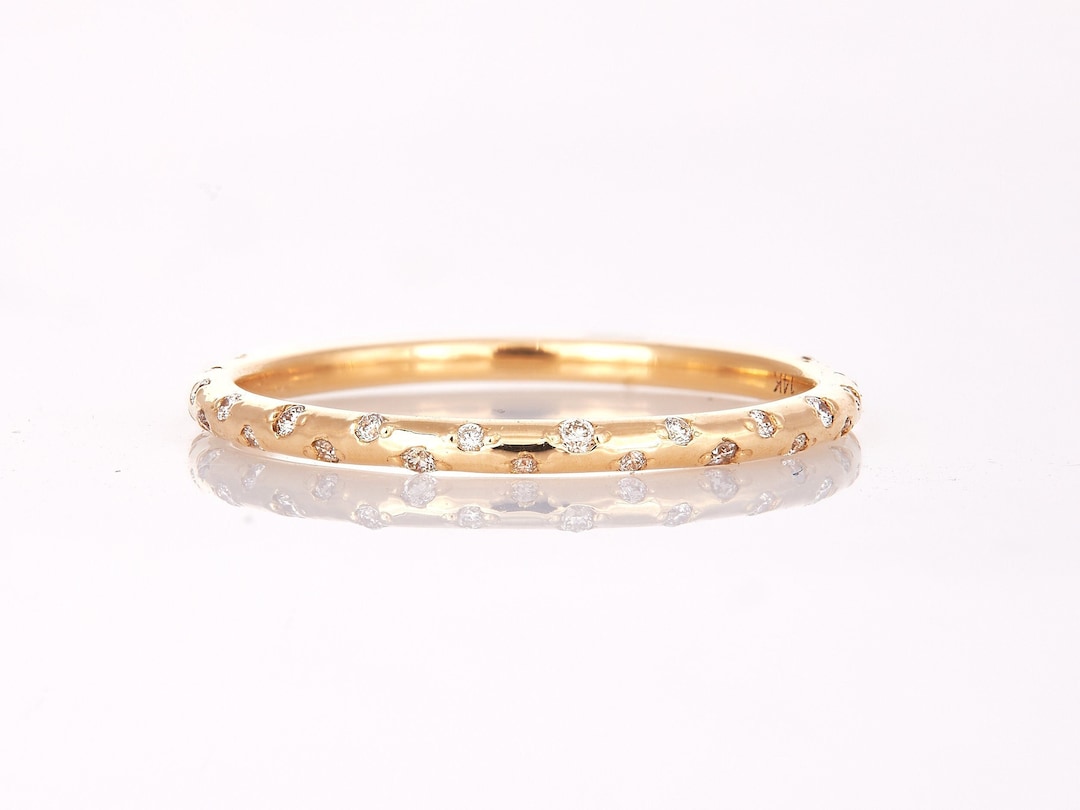 Diamond Sprinkles Ring . 14k 18k Gold Diamond Wedding Band . Diamond ...