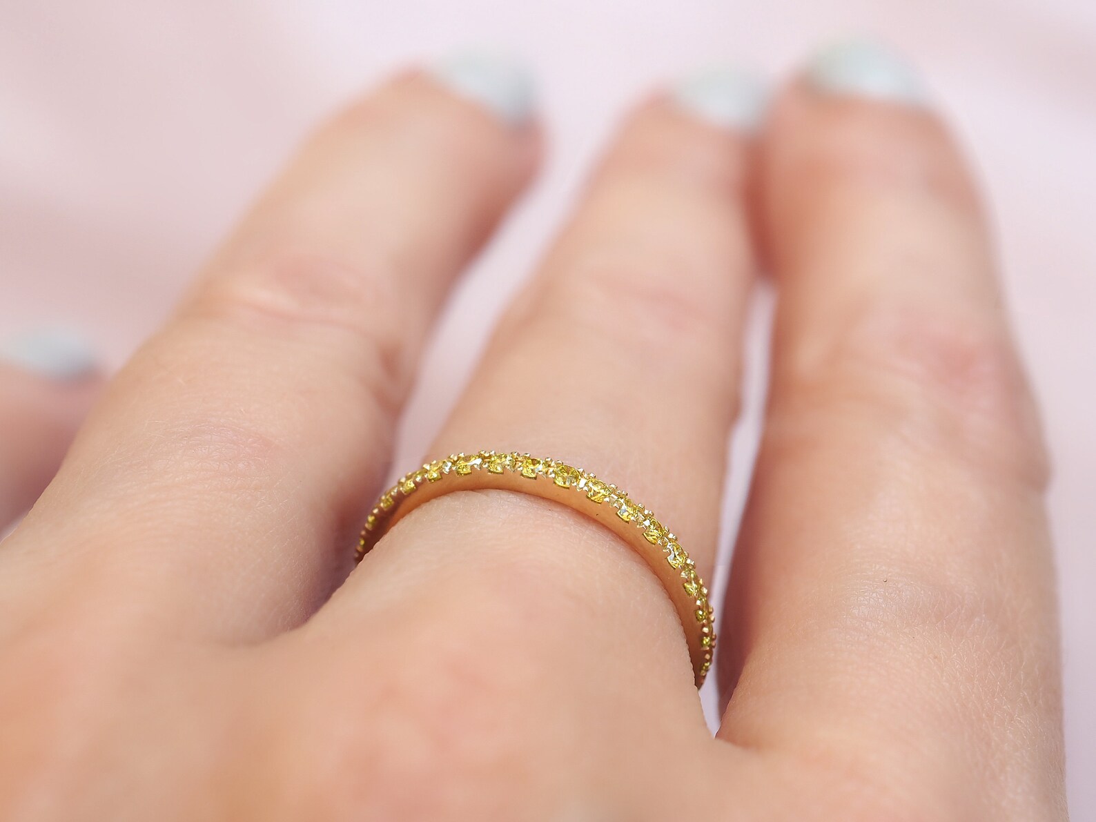 Yellow Diamond Eternity Ring 18k 14k Gold or Platinum 1.6mm . - Etsy