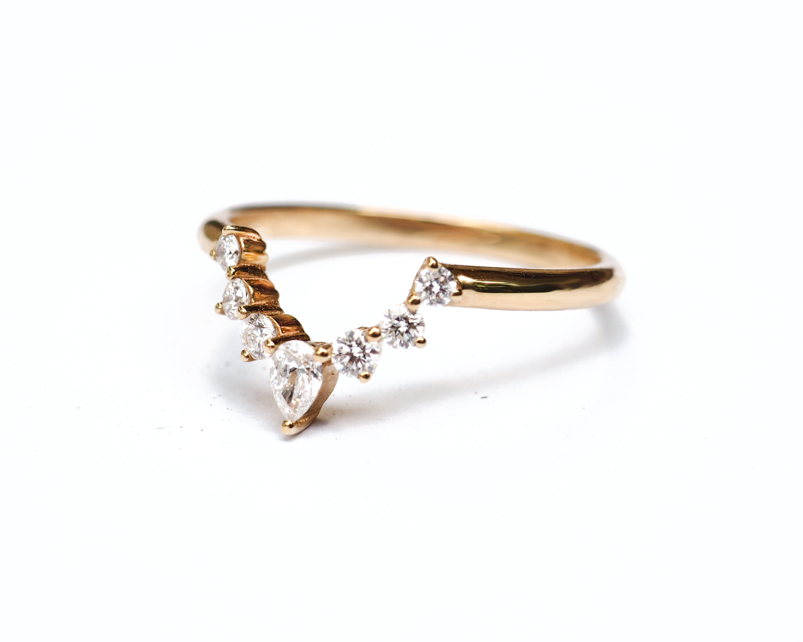 Diamond Nesting Ring . Larger Diamonds Size . Curved Wedding - Etsy