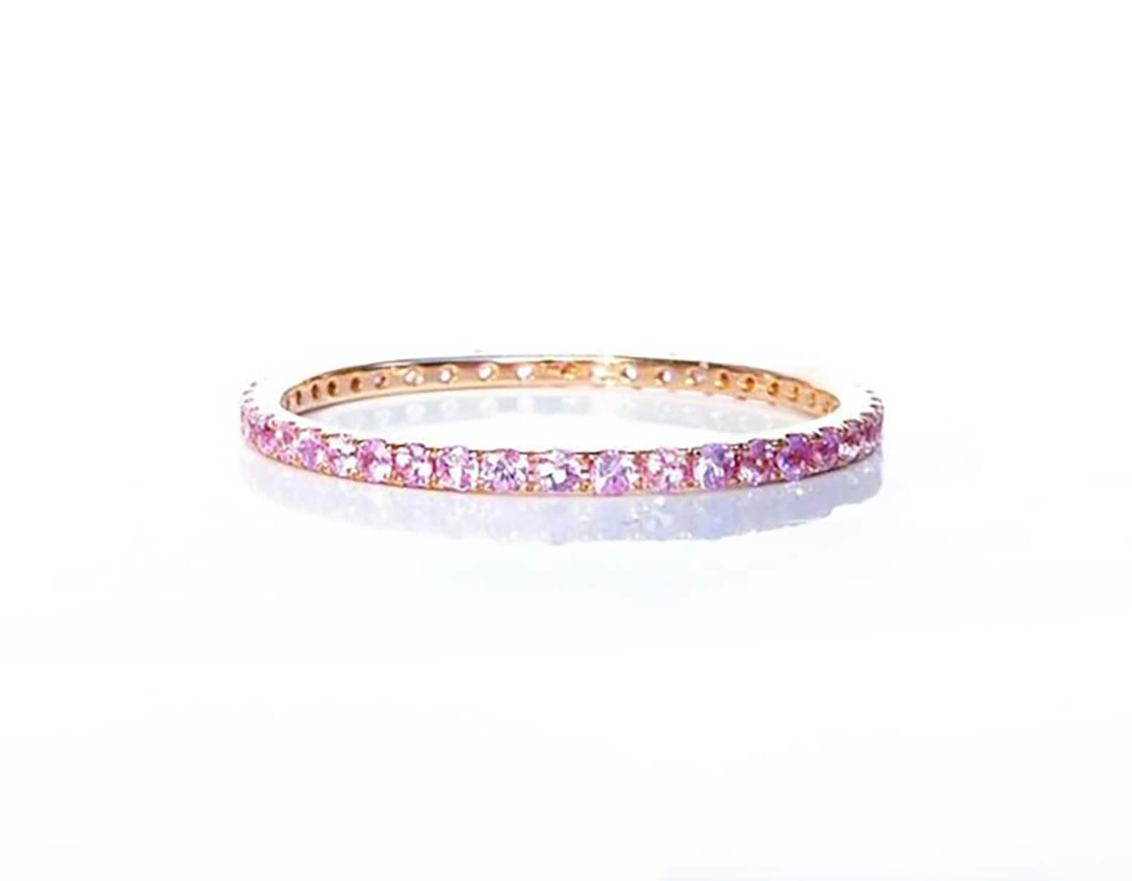 Light Pink Sapphire Eternity Ring . Half or Full Eternity 14k - Etsy