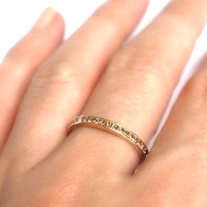 Champagne Princess Cut Diamond Eternity Ring 2.4mm 18k 14k. Wedding ...