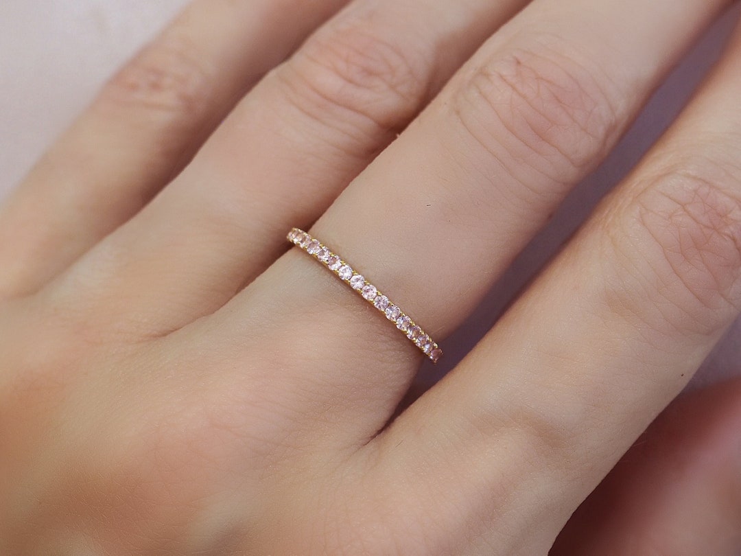 Baby Pink Sapphire Eternity Ring . Half or Full Eternity 14k 18k ...