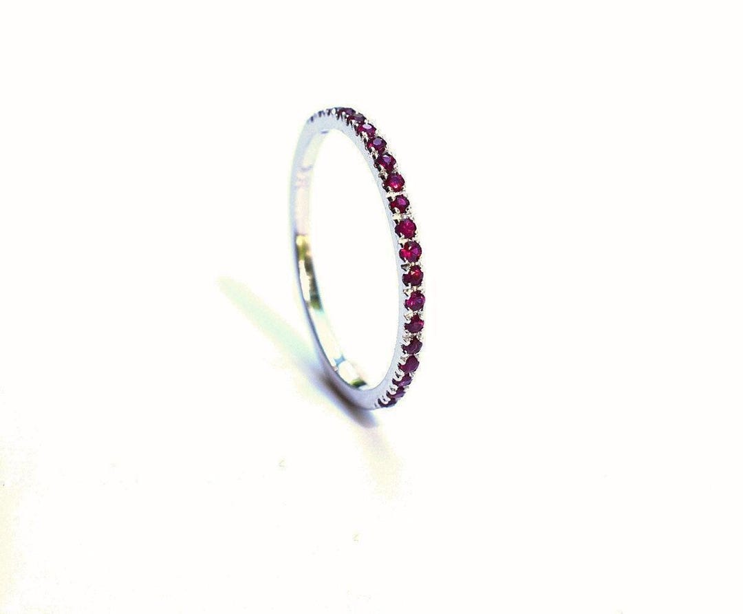 Ruby Eternity Ring 18k . Full 3 4 Half Eternity . Ruby Wedding Band ...