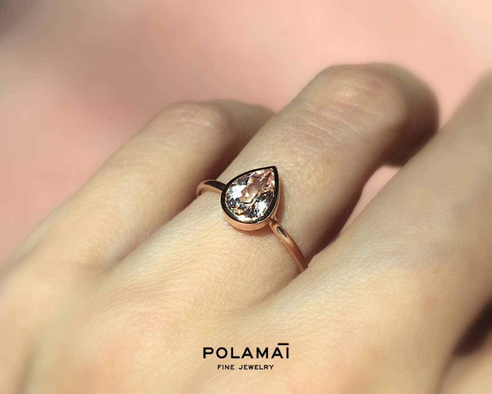 Morganite Pear Ring and Matching Diamond Nesting Ring . 14k - Etsy