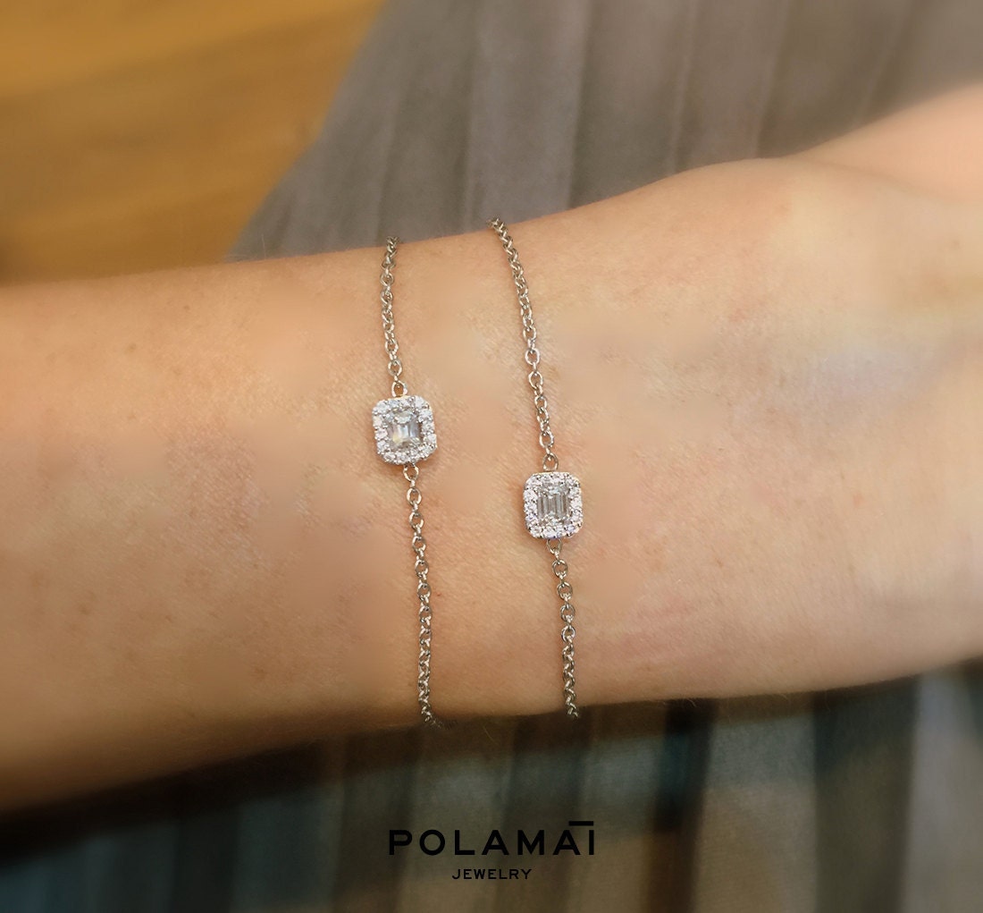 Baguette Cut Diamond Bracelet 18k Gold . Rectangle Square Cut - Etsy