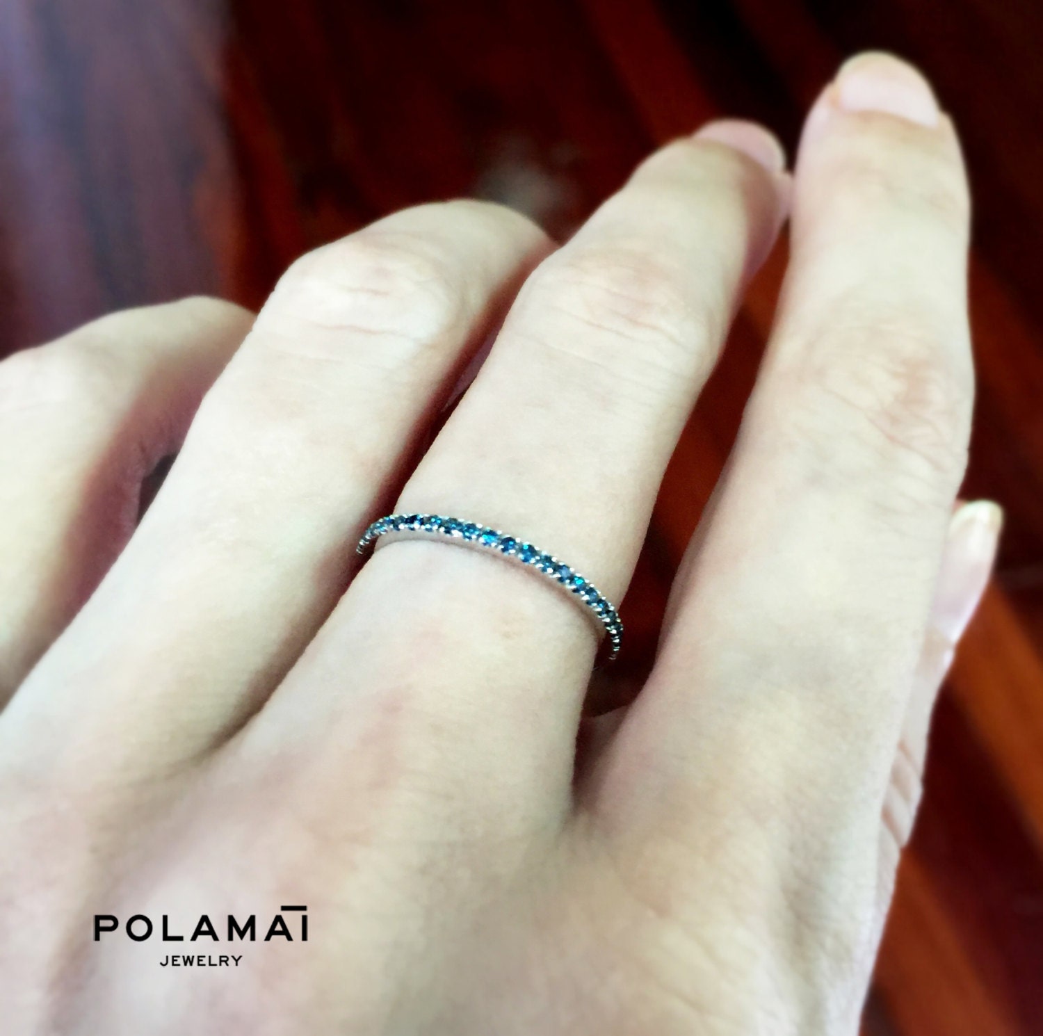Blue Diamond Eternity Ring 18k 14k . Full or Half Eternity | Etsy