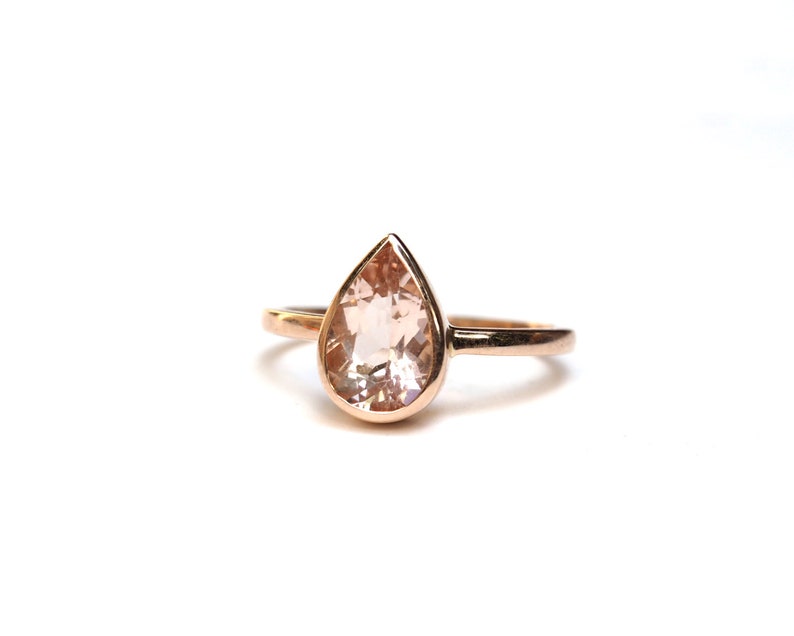 Morganite Wedding Ring Set . Pear Cut Morganite and Matching | Etsy