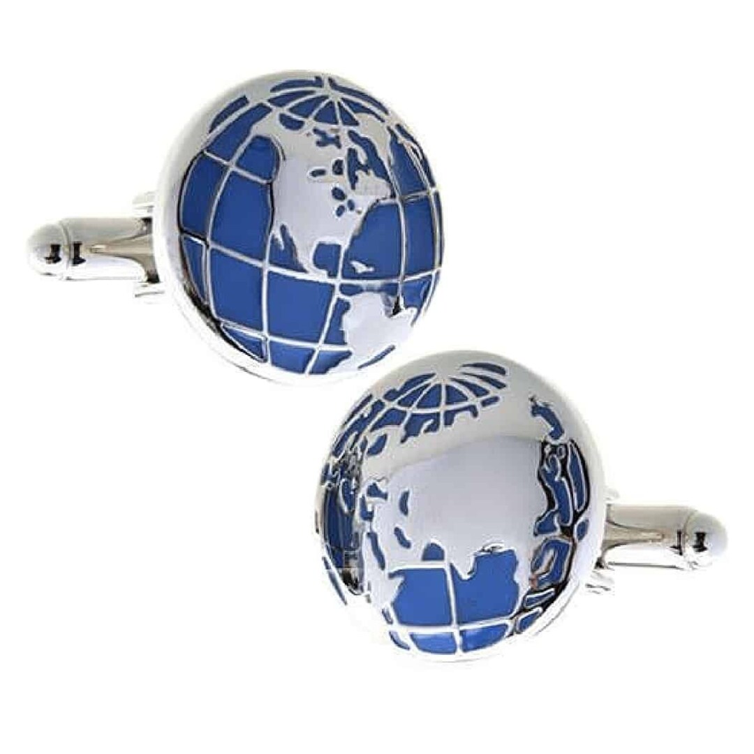 World Map Cufflinks Globe Trotter Jet Set Traveler Blue Enamel - Etsy