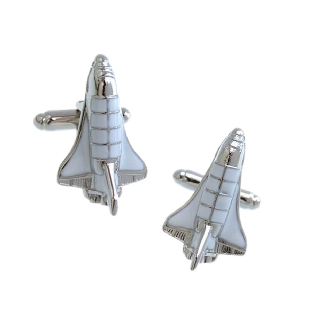Space Shuttle Cufflinks White Enamel Rocket Spacecraft Astronaut Space ...