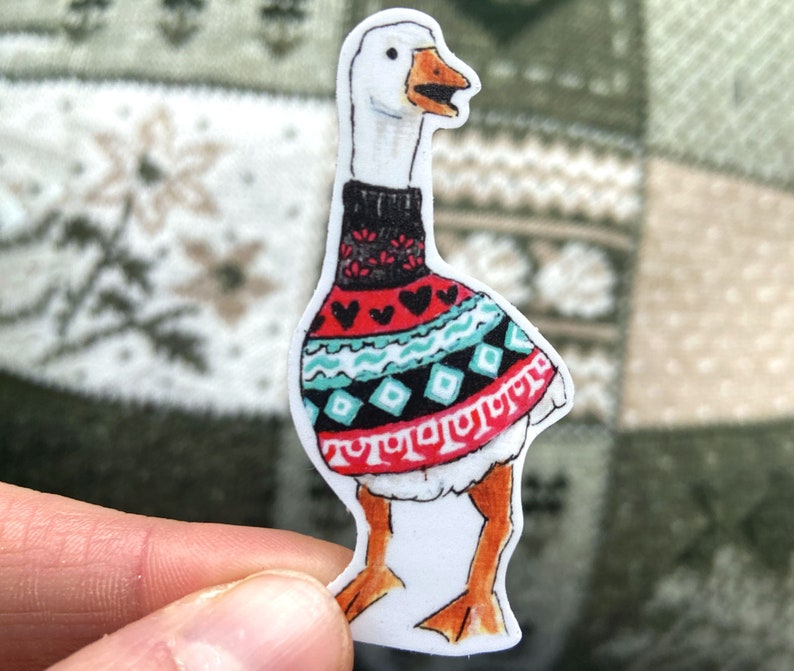 Cute Goose Vinyl Sticker, Water Bottle Sticker, Vintage, Sweater Geese ...