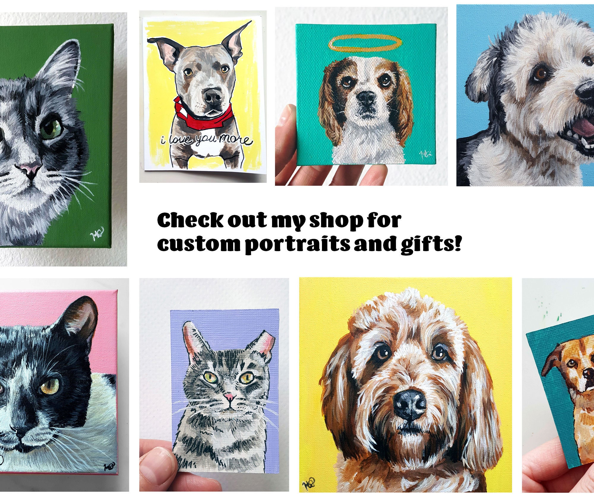 Custom Two Three Four Dogs on Canvas Multiple Pet Portrait | Etsy