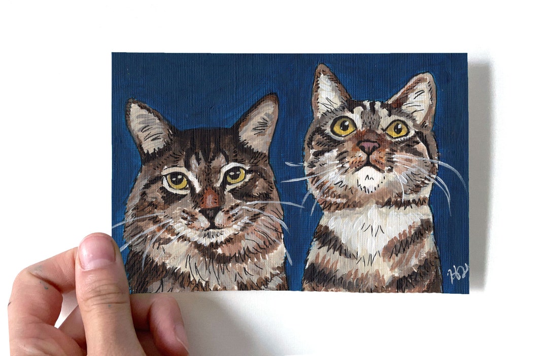 Custom Cat Illustration From Photo, Handmade, Personalized, Custom Cat ...