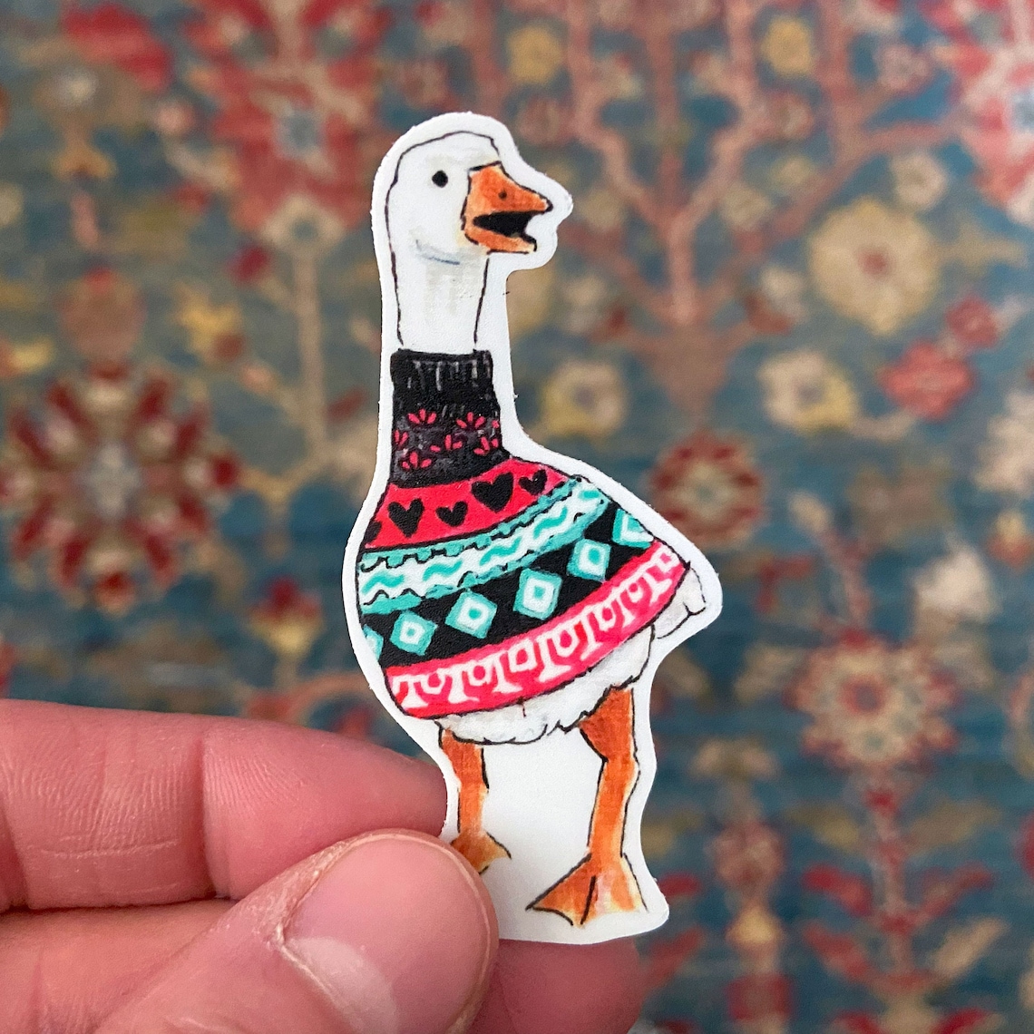 Cute Goose Vinyl Sticker, Water Bottle Sticker, Vintage, Sweater Geese ...