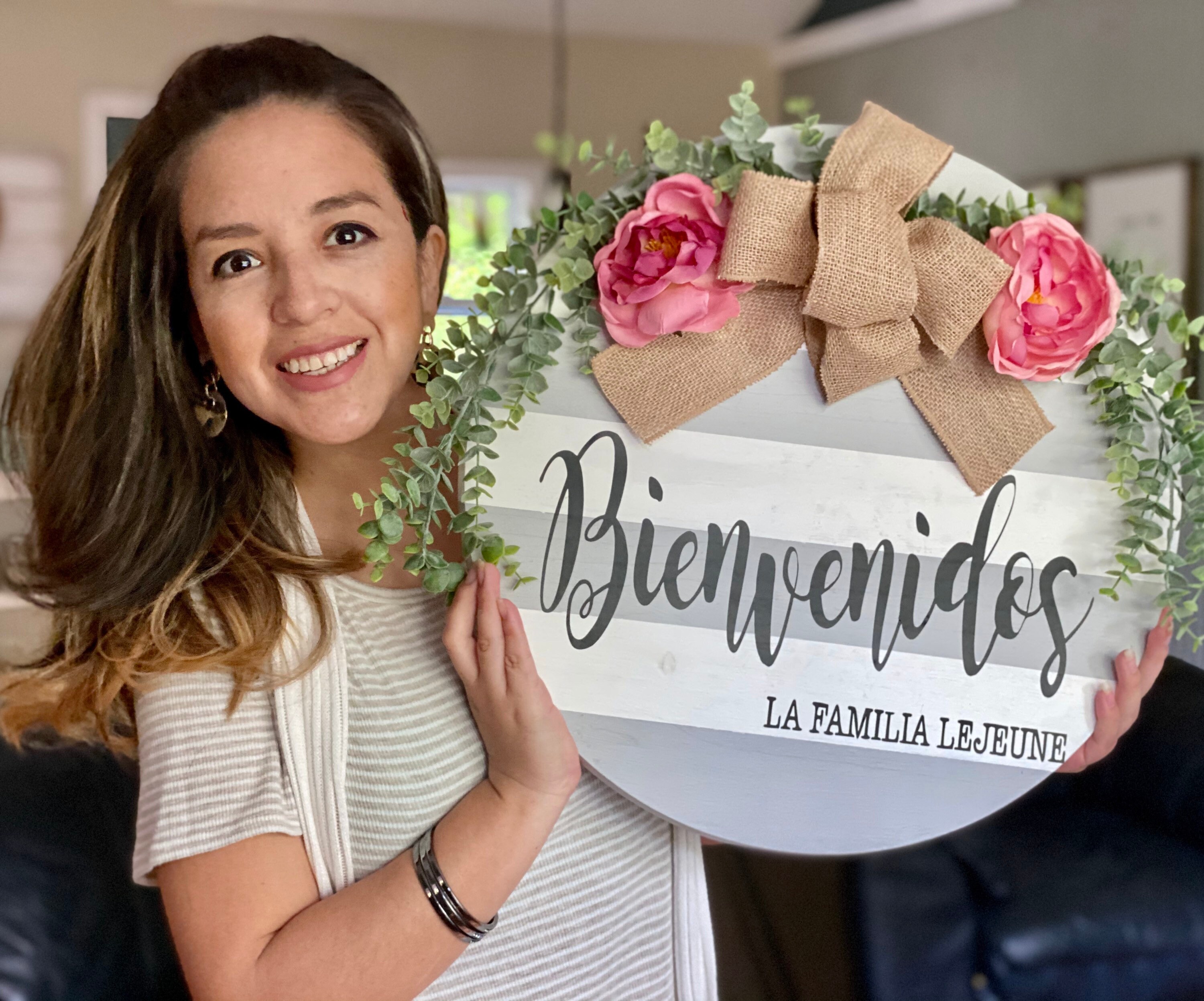 Welcome Door Sign Spanish Circle Welcome Sign Personalized - Etsy UK