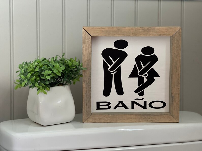 Spanish Restroom Sign Wooden Restroom Sign Silouhette | Etsy