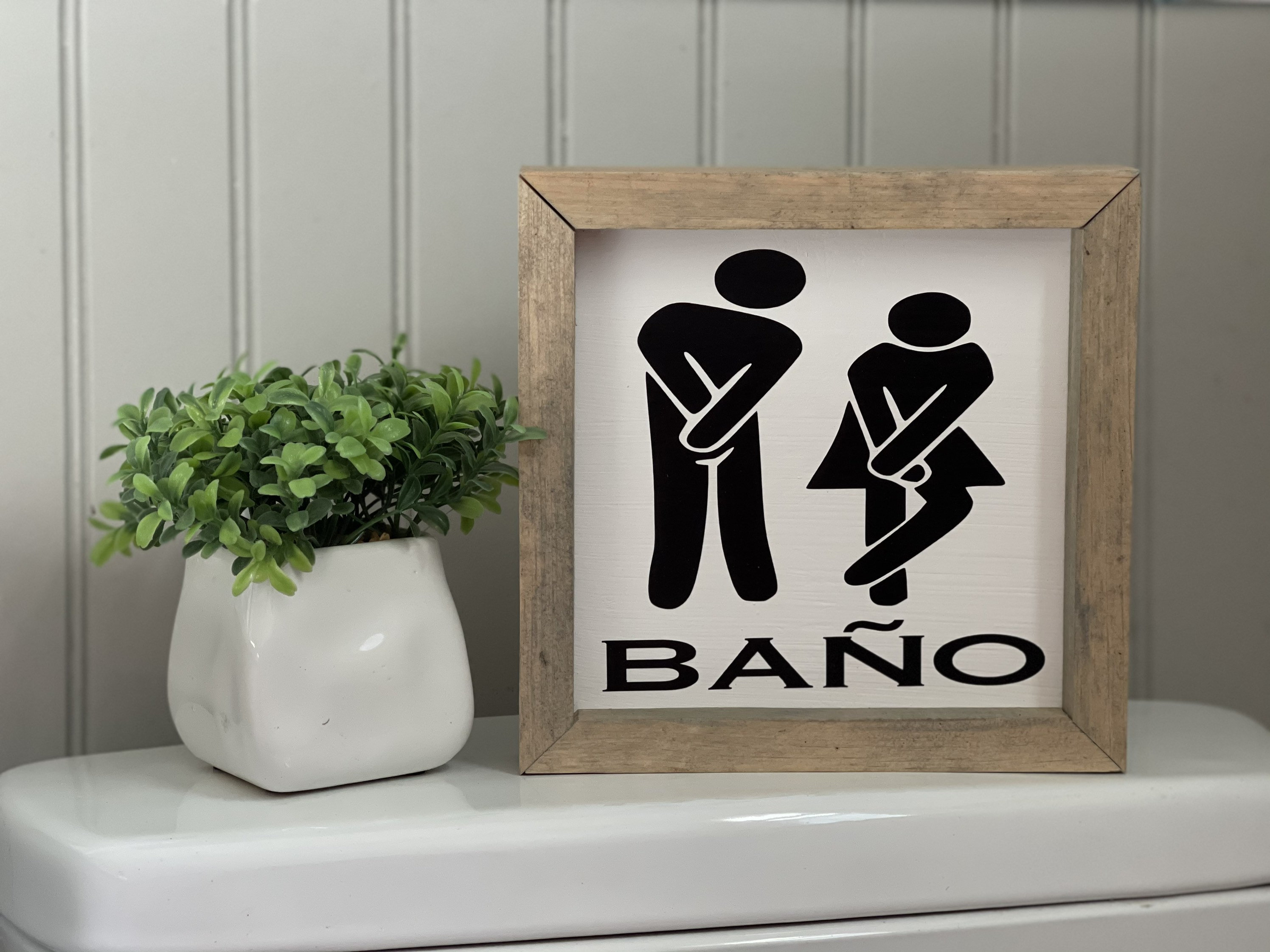 Spanish Restroom Sign Wooden Restroom Sign Silouhette | Etsy