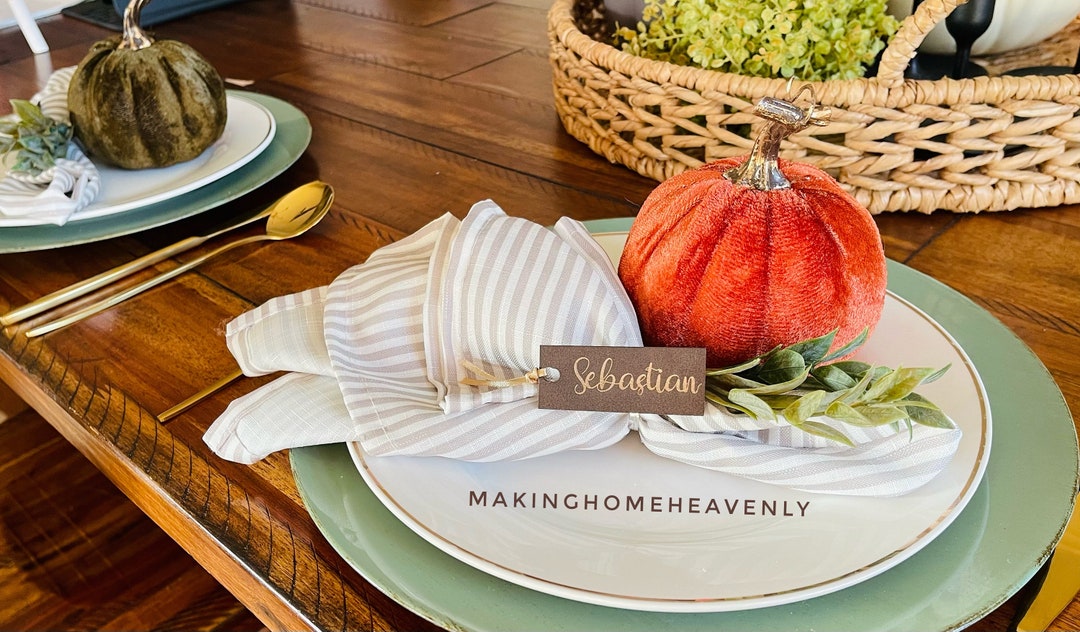 Leather Name Tag Thanksgiving Place Cards Thanksgiving Place Setting ...