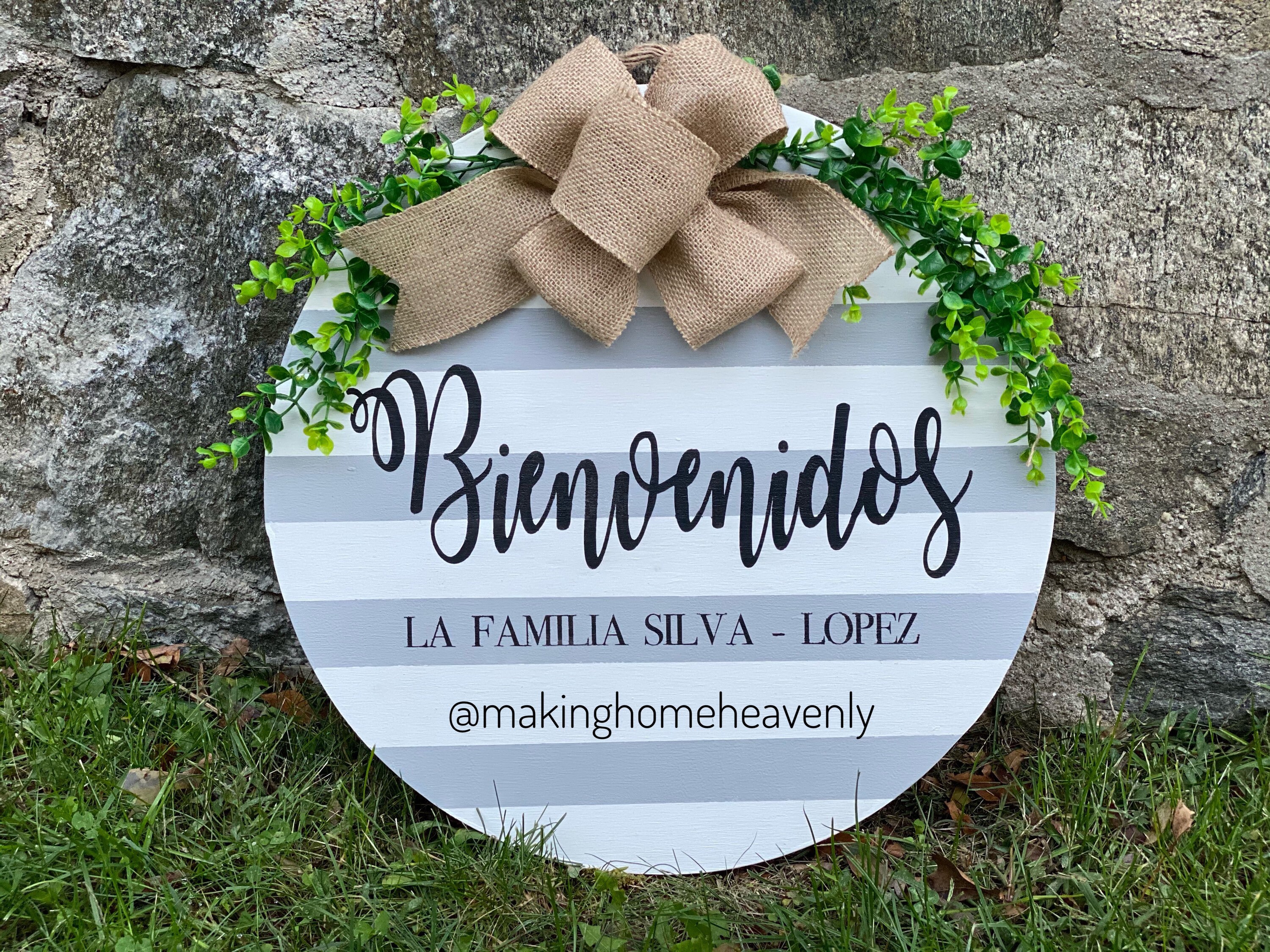 Welcome Door Sign Spanish Circle Welcome Sign Personalized - Etsy UK