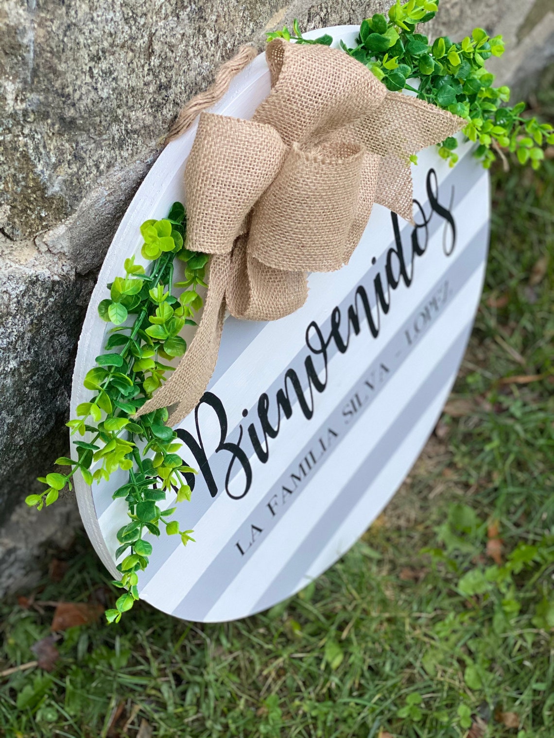 Welcome Door Sign Spanish Circle Welcome Sign Personalized | Etsy