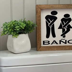 Spanish Restroom Sign Wooden Restroom Sign Silouhette Bathroom Sign ...