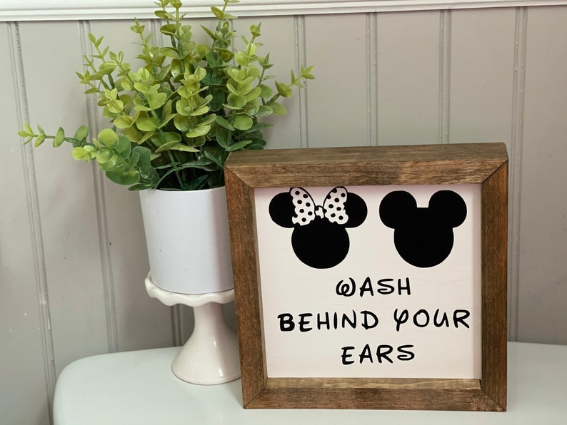 Wash Behind Your Ears Signmickey and Minnie Bathroom Sign - Etsy