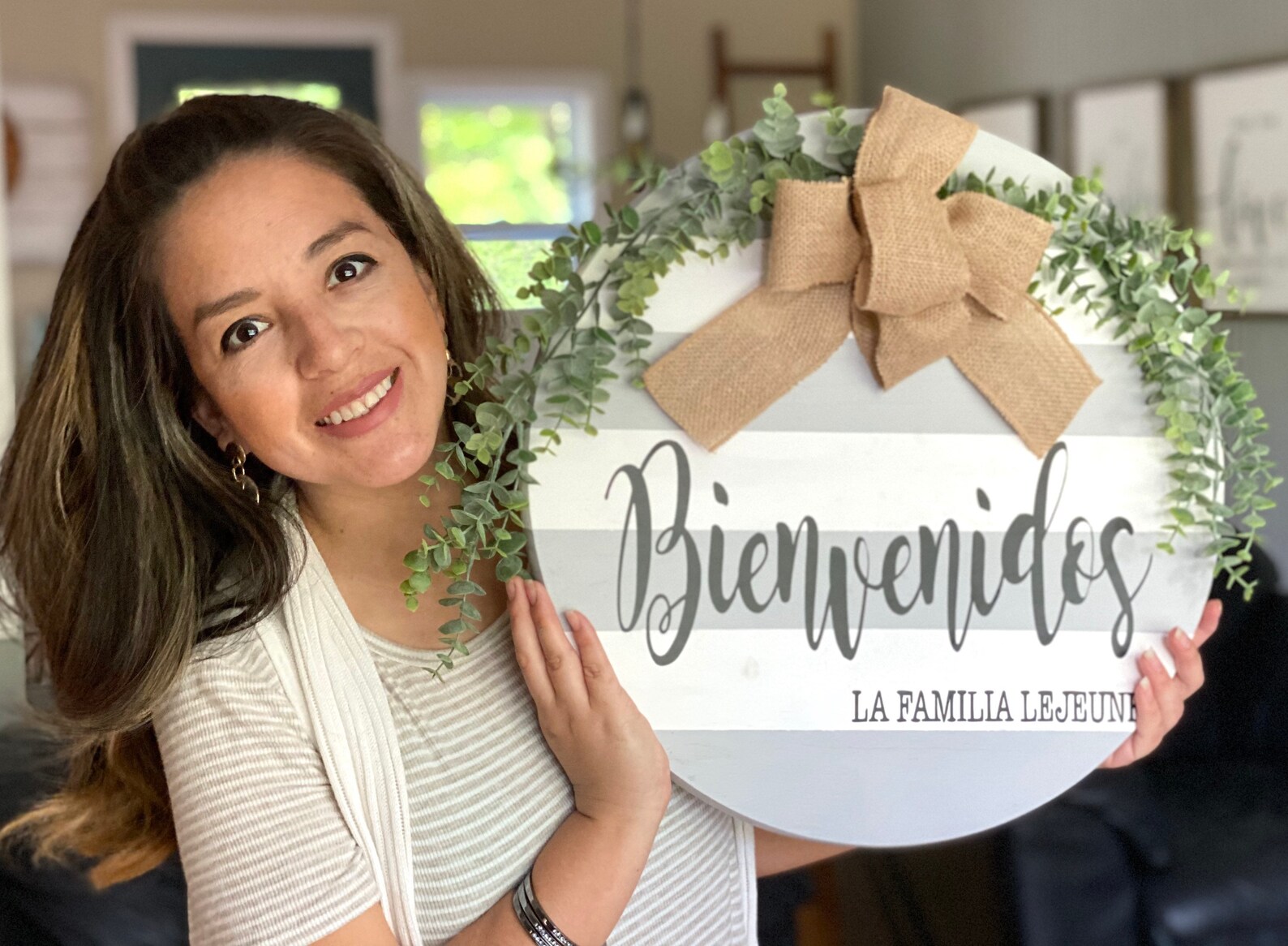 Welcome Door Sign Spanish Circle Welcome Sign Personalized - Etsy UK