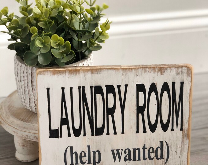 Laundry Room Sign. Help Wanted. Laundry Room Decor. Farmhouse Style ...