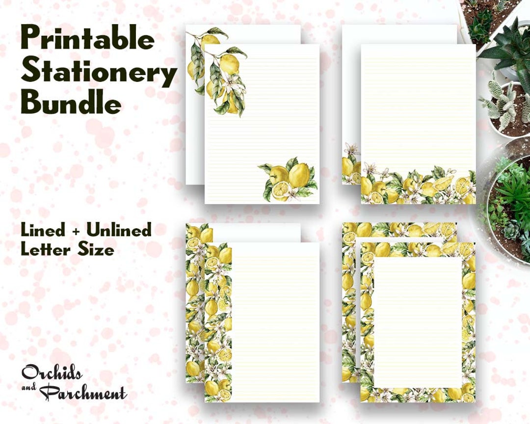 Stationery Lemon Bundle - Letter Writing Paper - Letter Size 8.5x11 ...