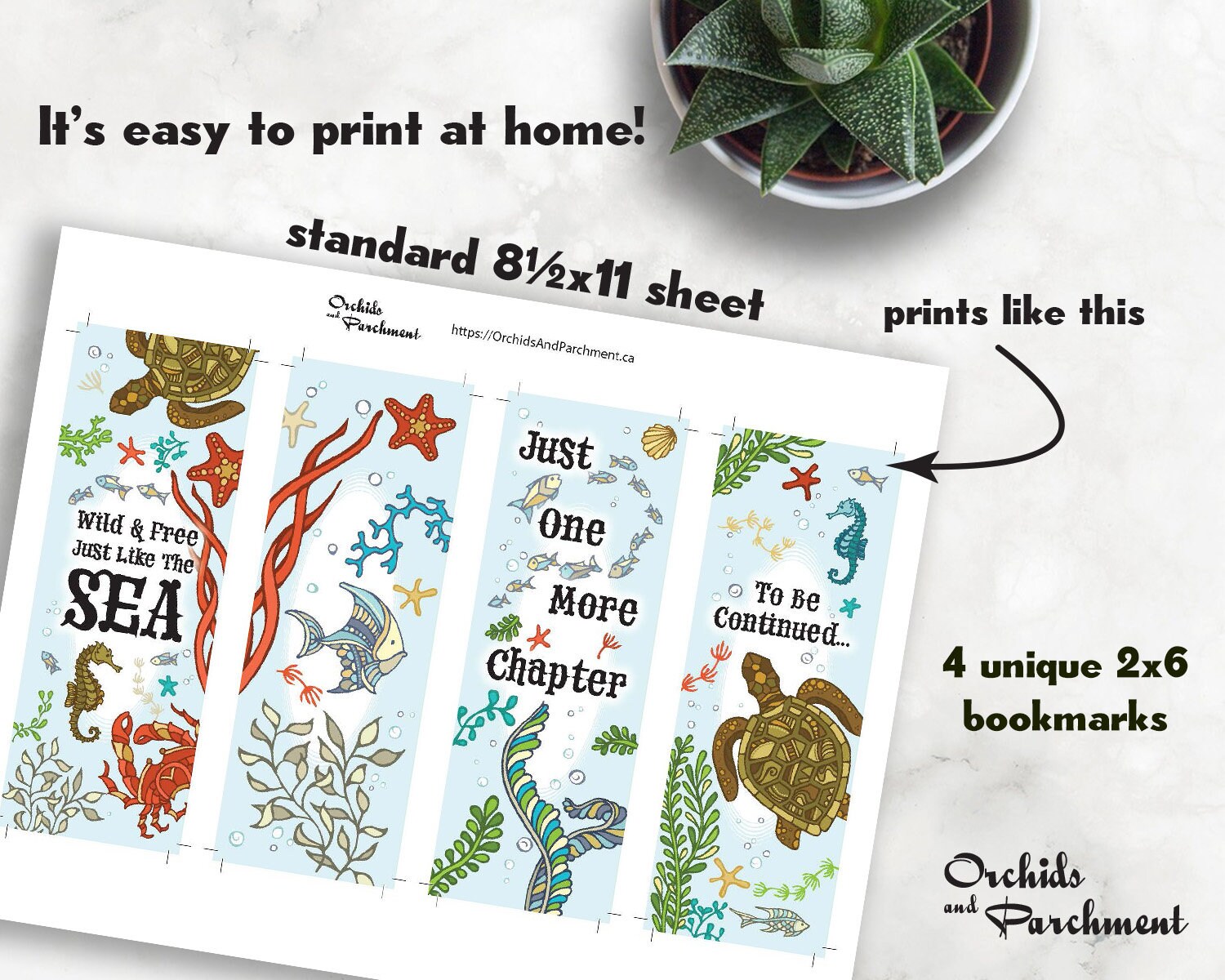 Bookmark Set Ocean Life - Sea Life Bookmarks - Printable - Instant ...