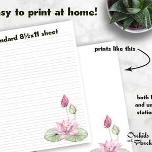 Stationery Lotus Lily Pads - Letter Writing Paper - Letter Size 8.5x11 ...